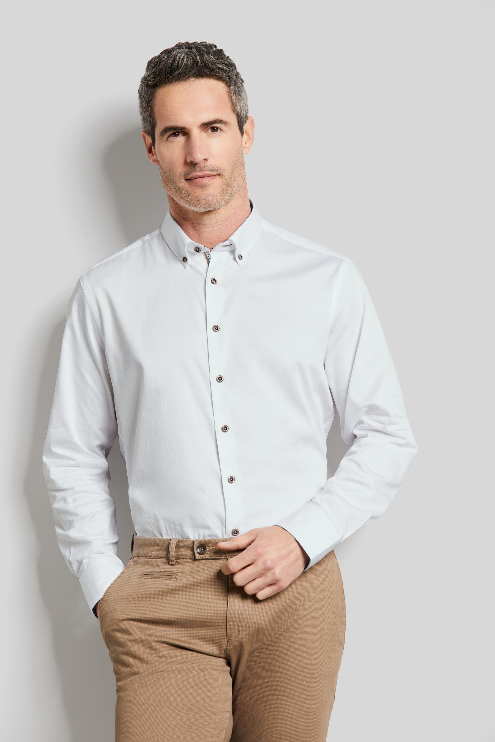Bugatti Langarmhemd Mit Button Down Kragen Print Details Im