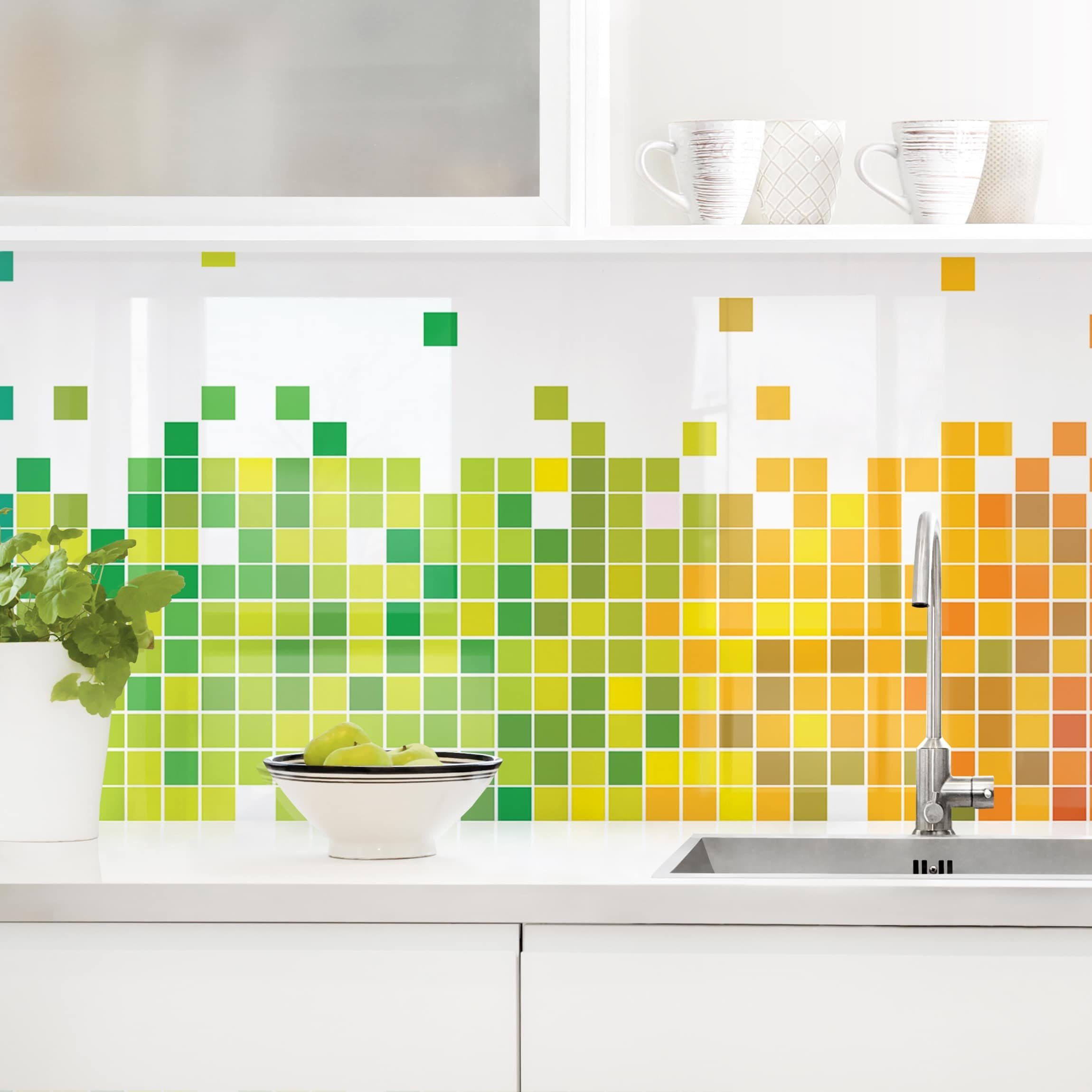Bilderdepot24 Küchenrückwand Bunt Dekor Abstrakt Muster Pixel