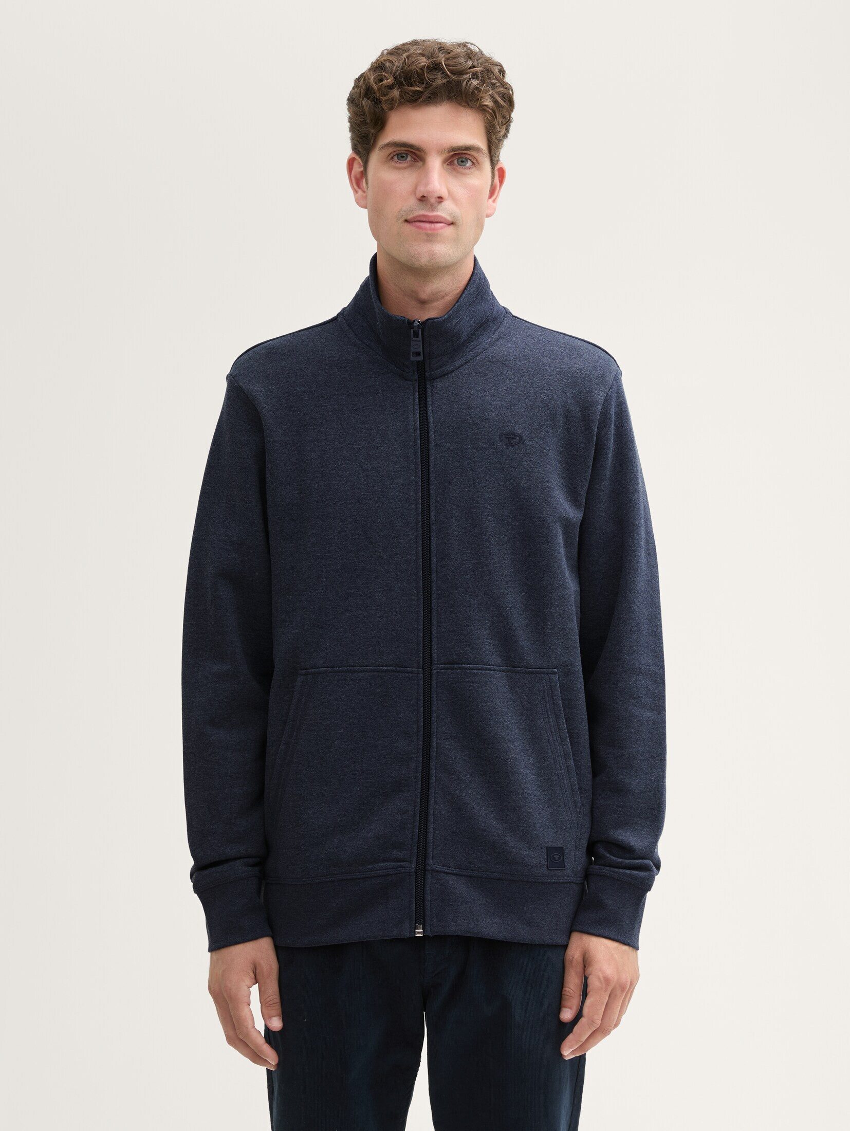 Tom Tailor Sweatshirt Sweatjacke In Melange Optik Mit Logo Badge
