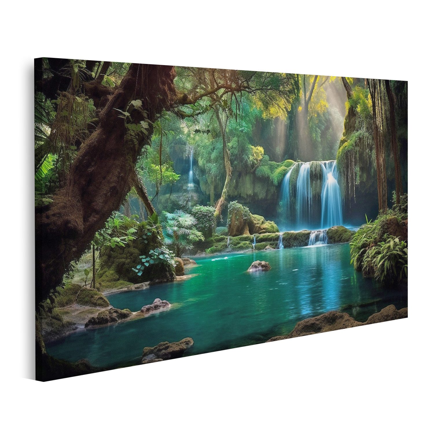 islandburner Leinwandbild Wasserfall Mitten Im Dschungel Fantasielandschaften Bilder