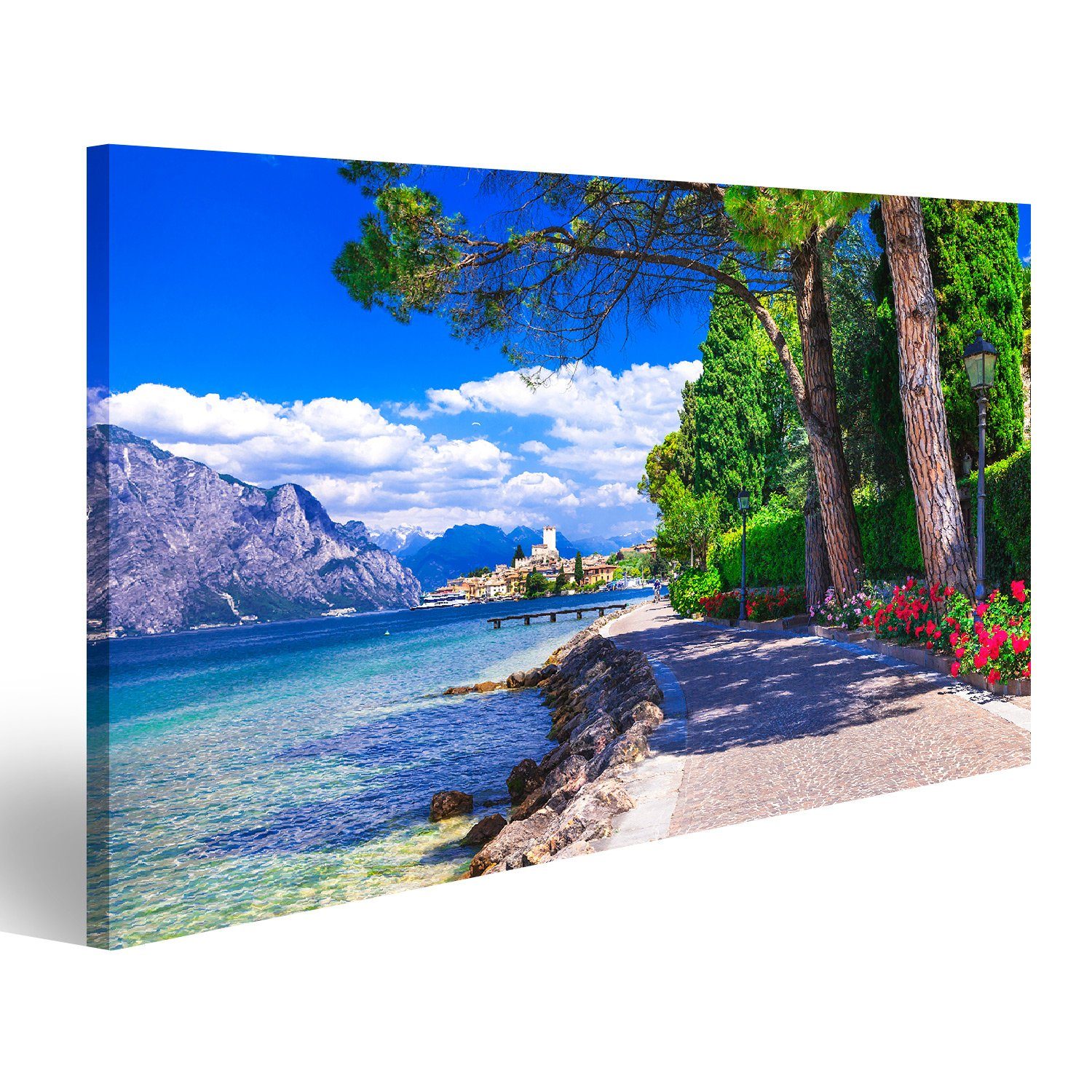 islandburner Leinwandbild »Bild auf Leinwand Malerischen Landschaft Des Lago Di Garda In ...
