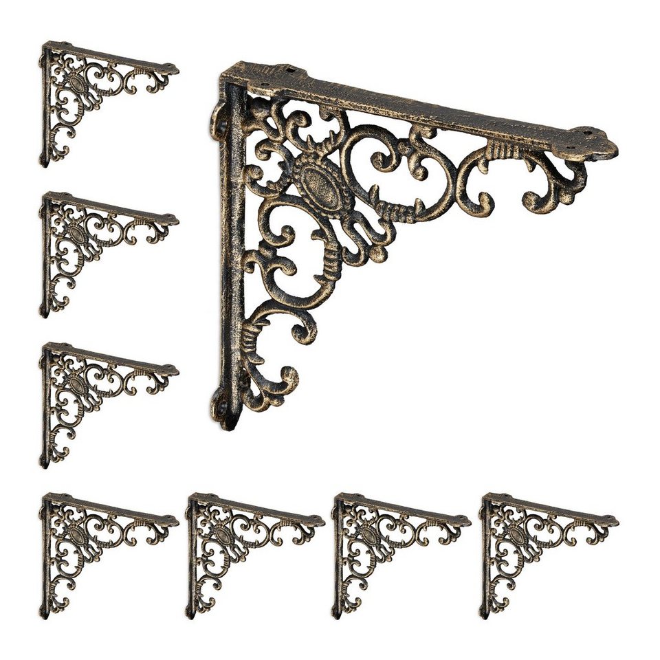 Relaxdays Wandregalhalter 8 X Regalwinkel Antik Bronze