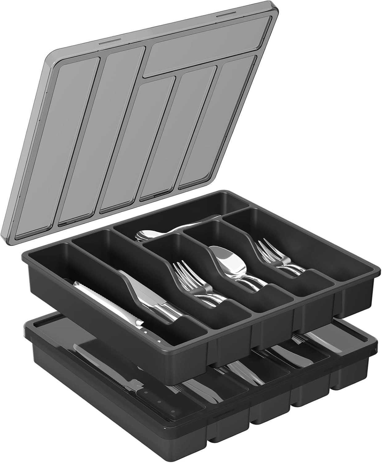 Coonoor Besteckkasten Küchenbesteck-Aufbewahrungsbox mit Deckel ...