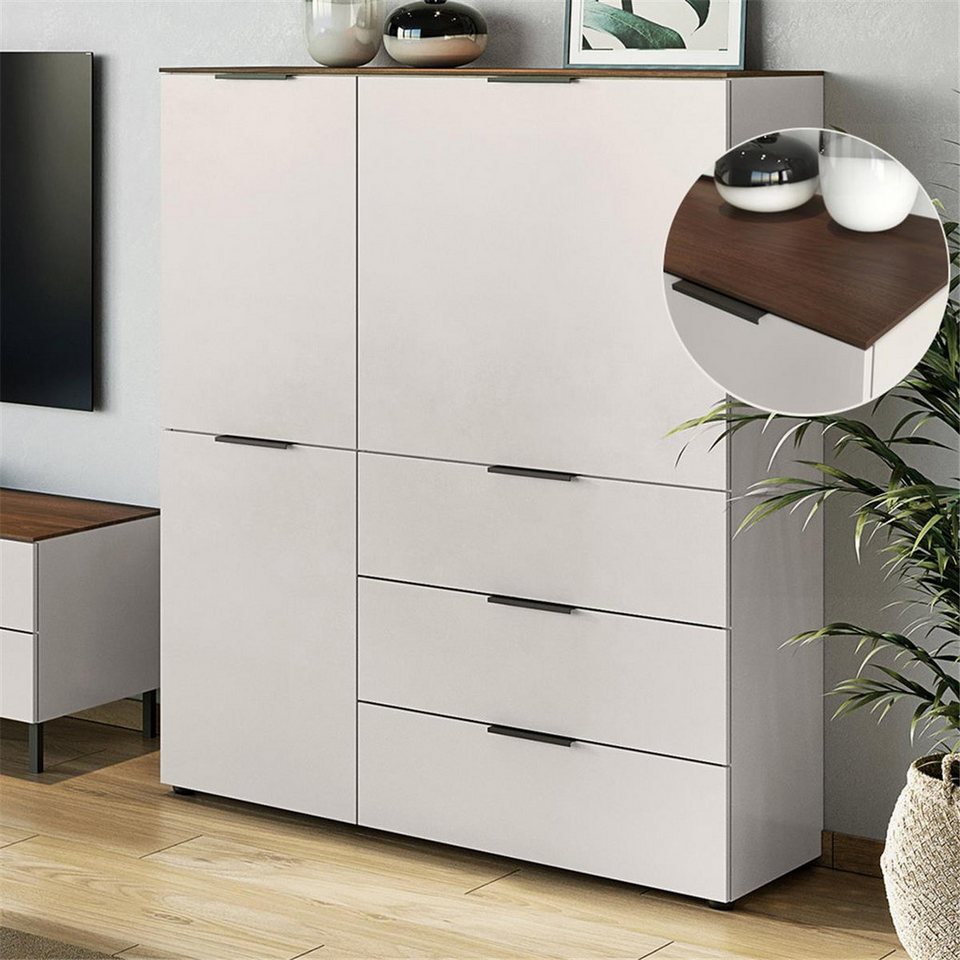 Lomadox Stauraumschrank Cholet 01 Highboard In Kaschmir Beige Mit
