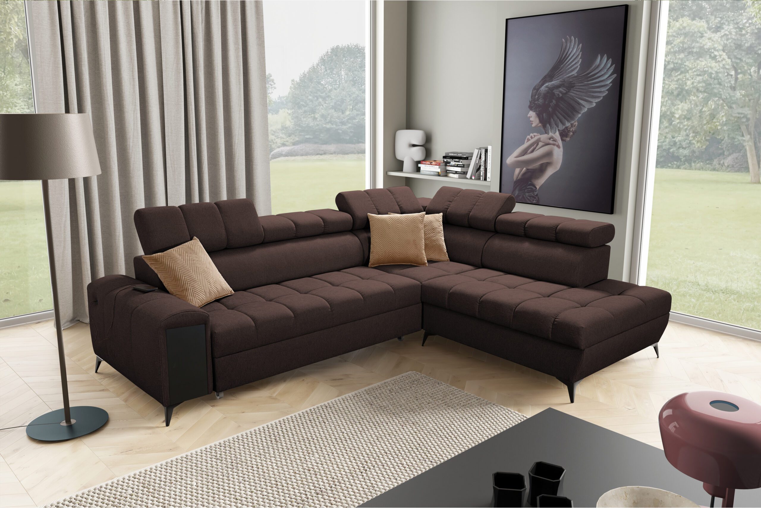 Kaiser Möbel Ottomane Modernes,Ecksofa mit Schlaffunktion GRECO VII ...