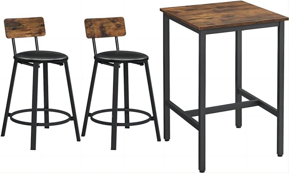 VASAGLE Bartisch, mit 2 Barhockern Set, Metallgestell, einfache Montage