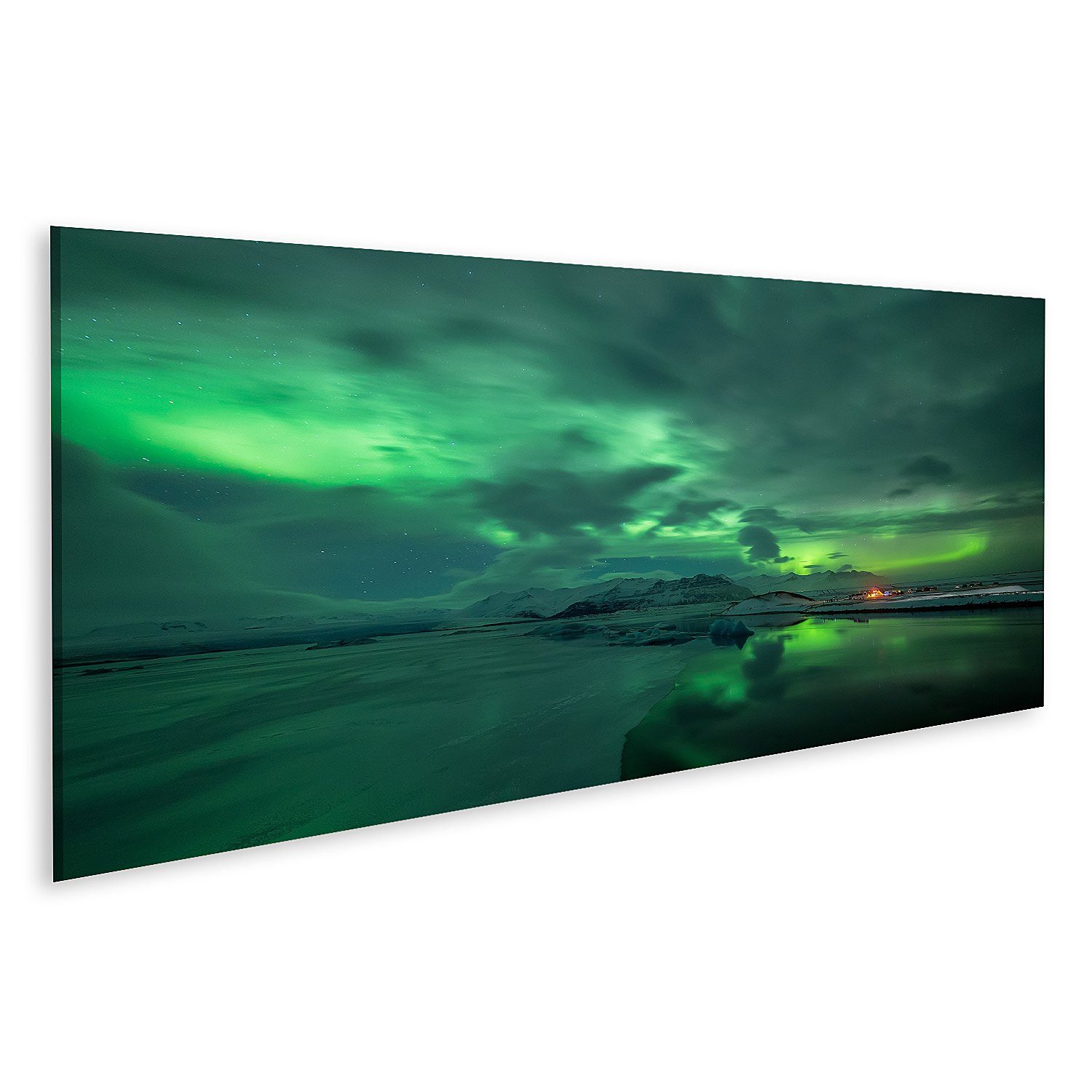 islandburner Leinwandbild »Bild auf Leinwand Aurora Borealis über Jokulsarlon Lagune in Island ...