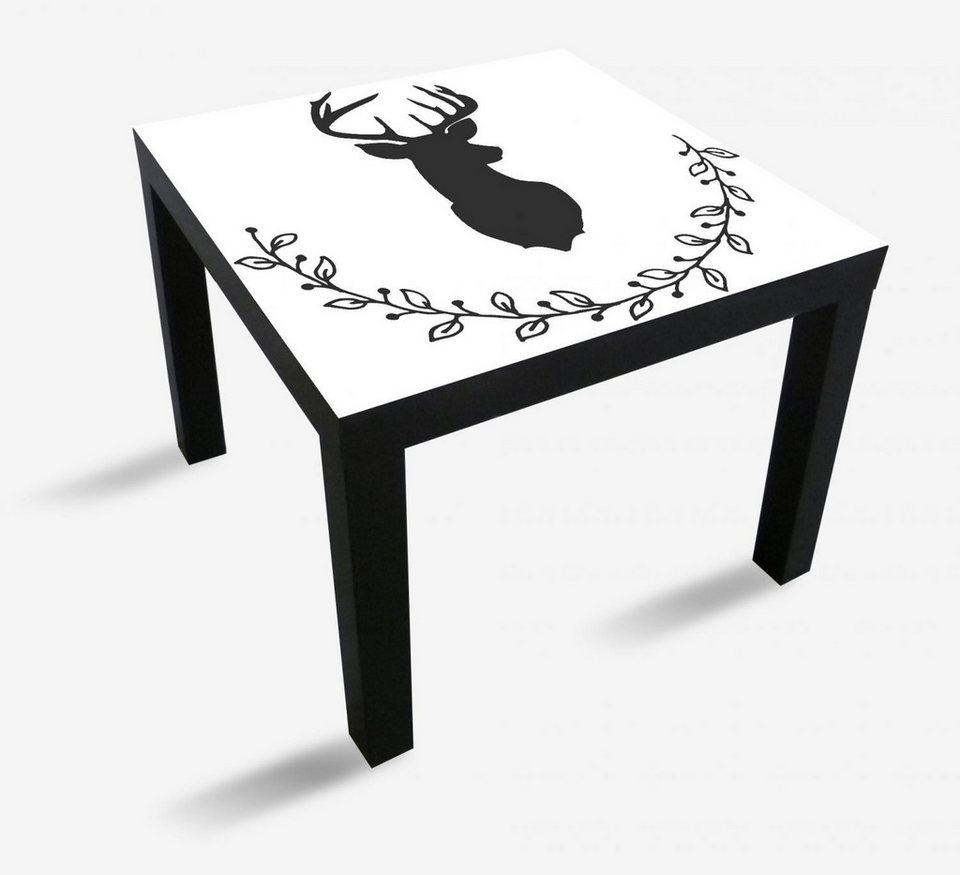 Wallario Möbelfolie Schwarze Hirsch Silhouette Mit Zweigen Schwarz