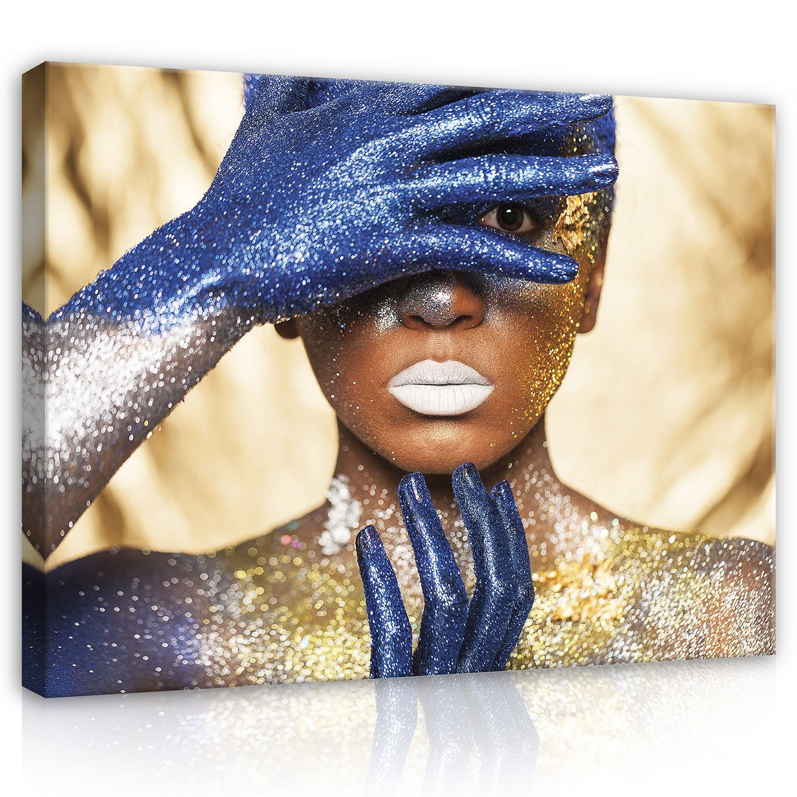 Wallarena Leinwandbild Frau Abstrakt Gold Glamour Groß XXL Wandbilder Modern, Abstrakt ...