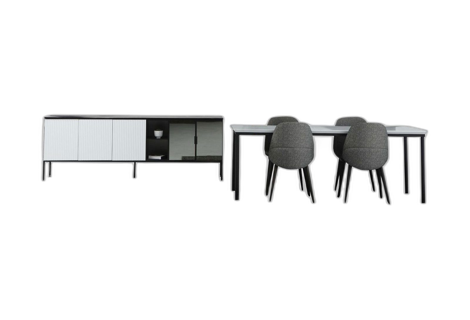 Xlmoebel Esszimmer Set Essbereich Ensemble Tisch Stühle Anrichte Holz