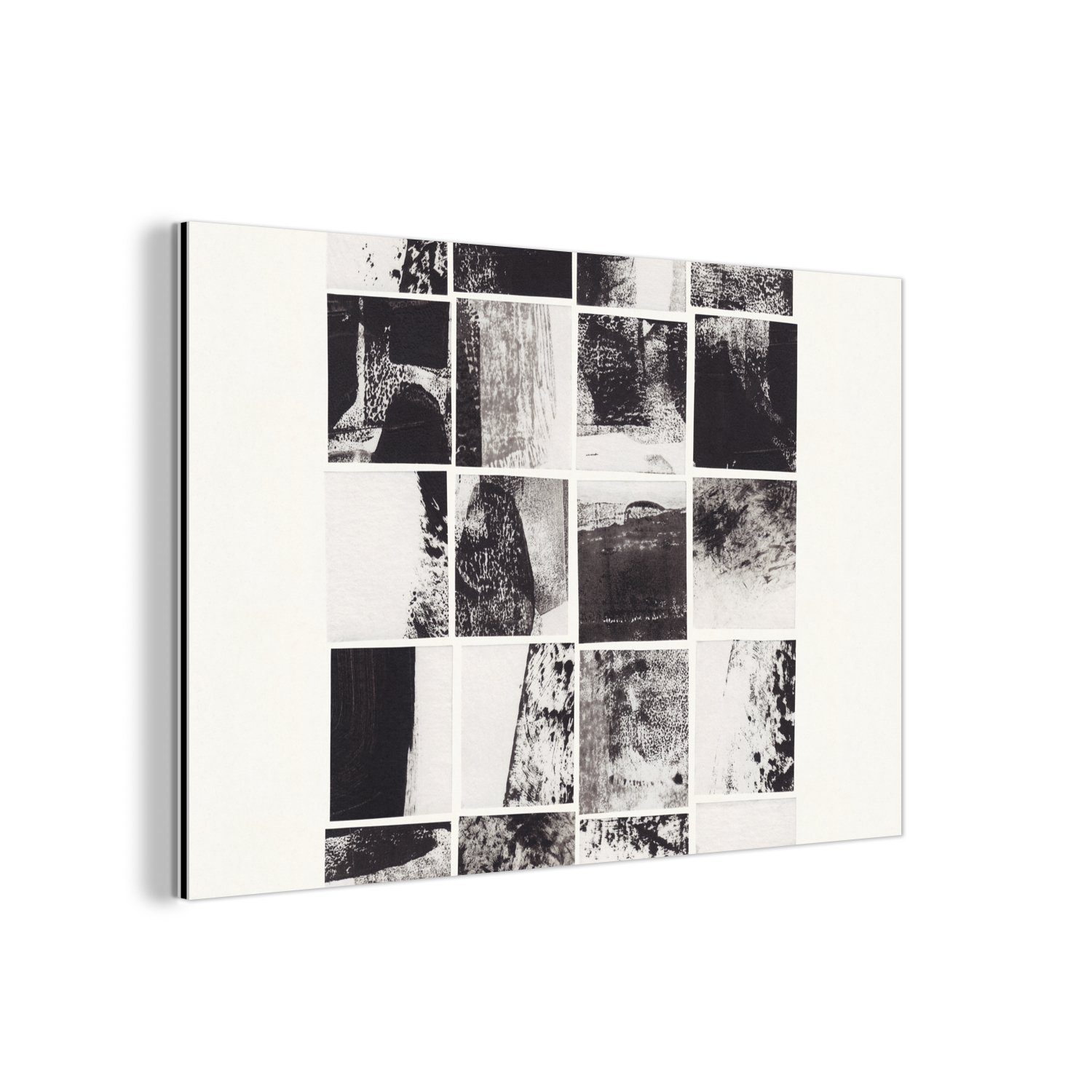 Muchowow Metallbild Mosaik Abstrakt Schwarz Weiß 1 St