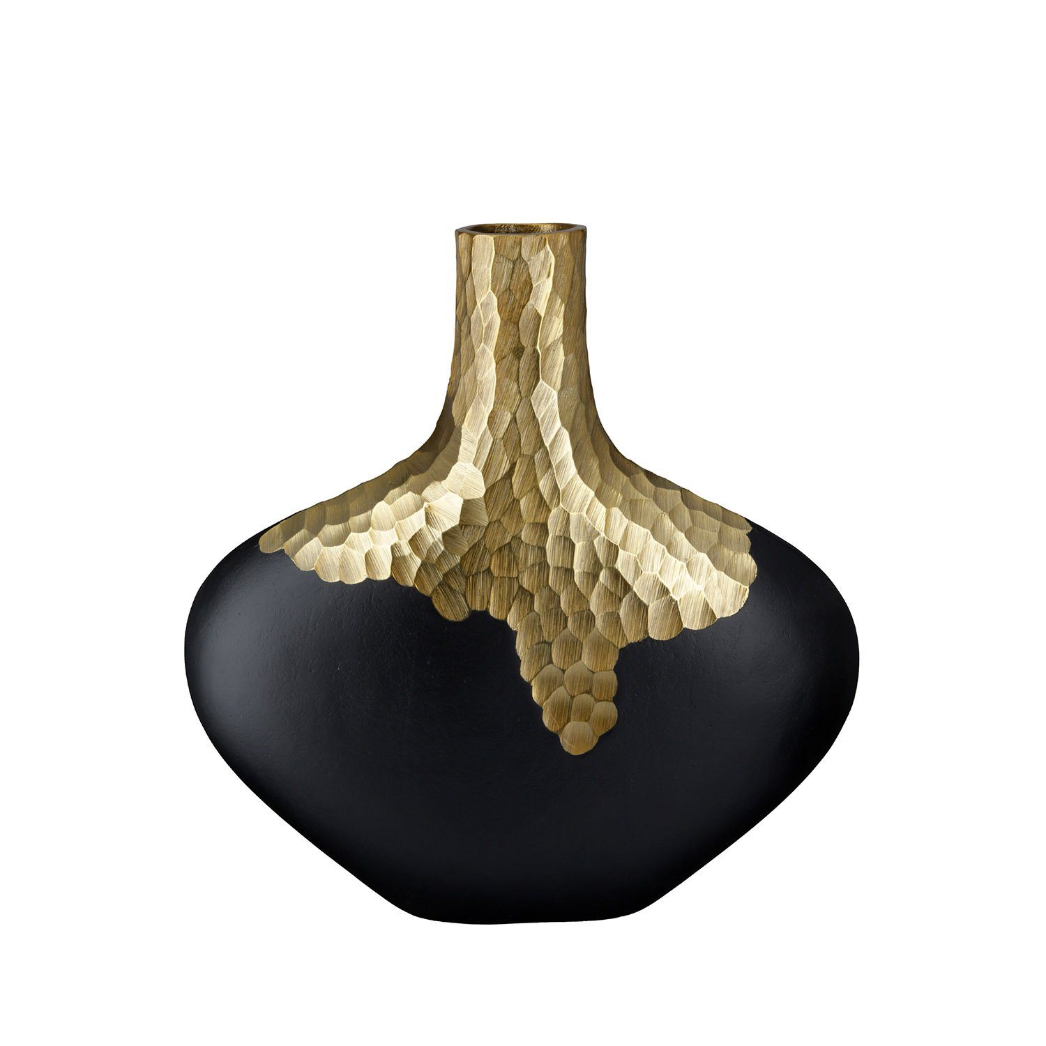 Gilde Dekovase Favo Vase Gold Schwarz Aluminium H 30cm X B
