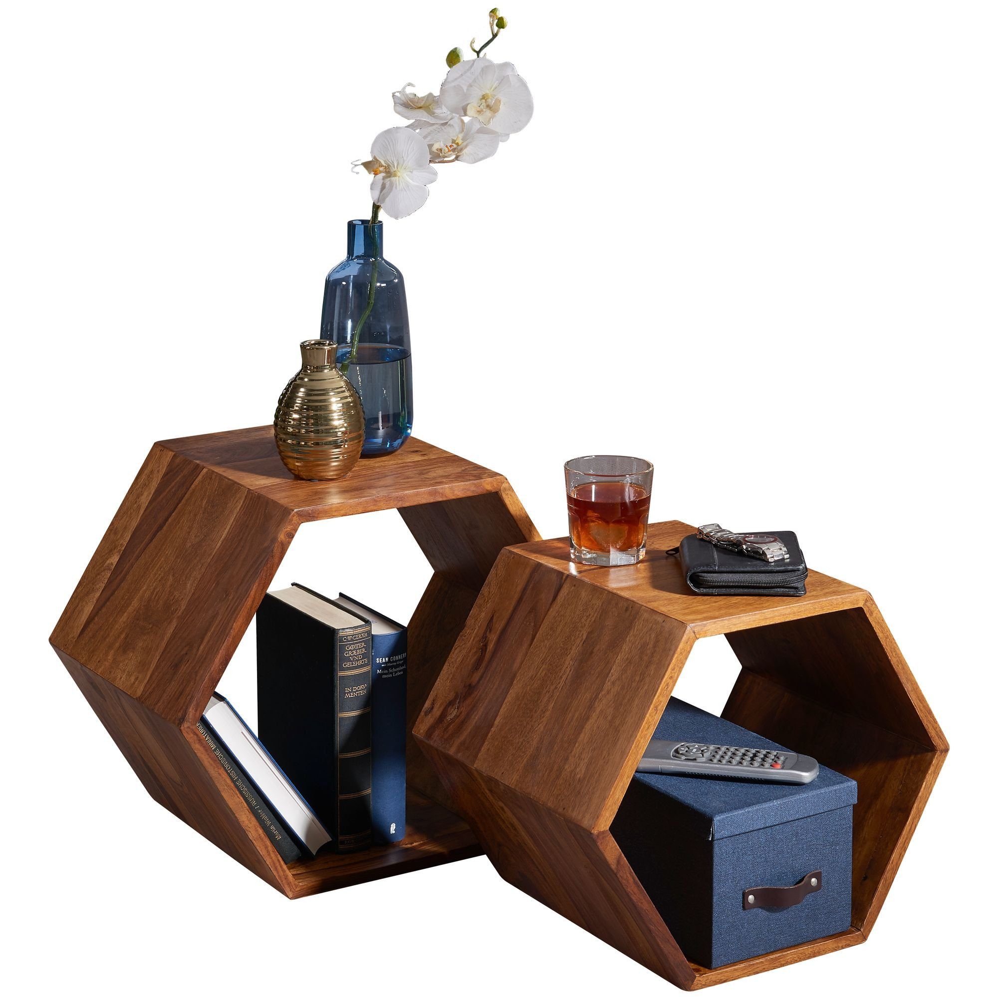 Wohnling Beistelltisch Wl5672 2er Set Sheesham Massivholz Design