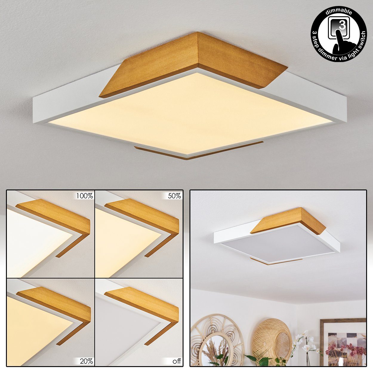 Hofstein Deckenleuchte Zanacchi Deckenlampe Aus Metallholz