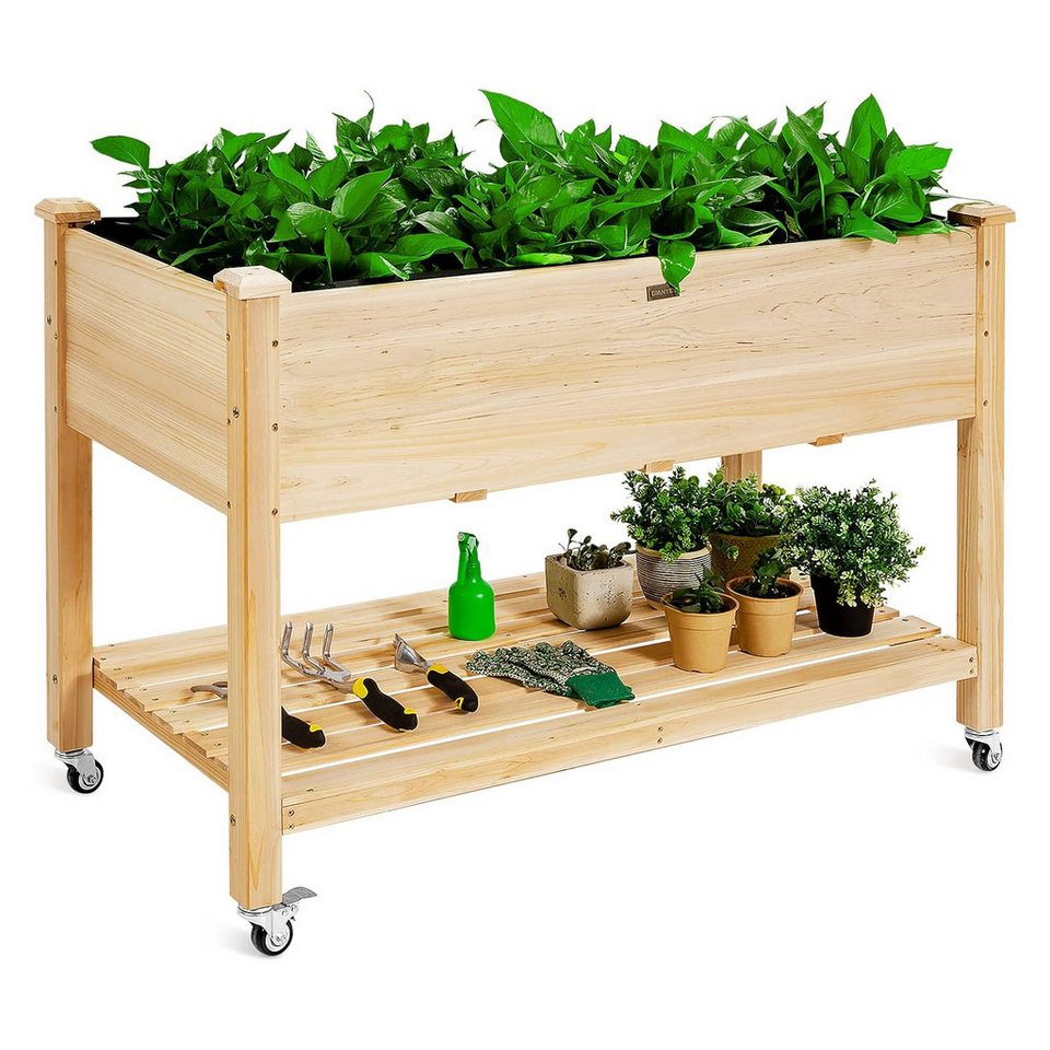 Komfotteu Hochbeet Gartenbeet Mit Rollen Ablage And Abflusslöcher 120