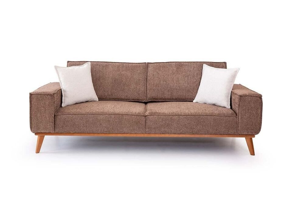 Jvmoebel 3 Sitzer Brauner Textil Dreisitzer Wohnzimmer Stoffsofa