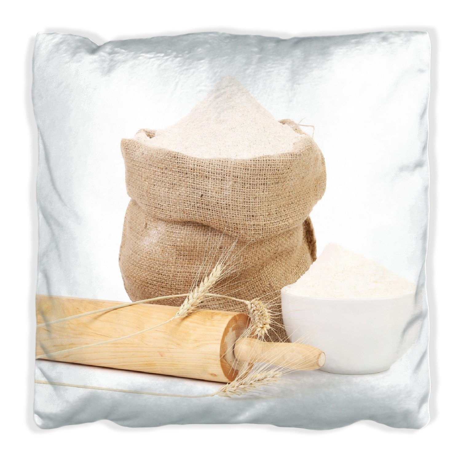 Wallario Dekokissen Backen Ensemble Mit Nudelholz Mehl Sack Ähren Und