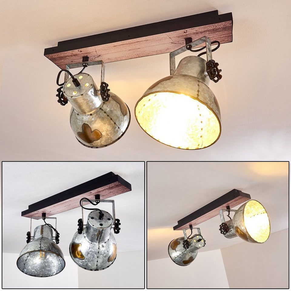 Hofstein Deckenleuchte Stio Deckenlampe Stahl Silberfarben