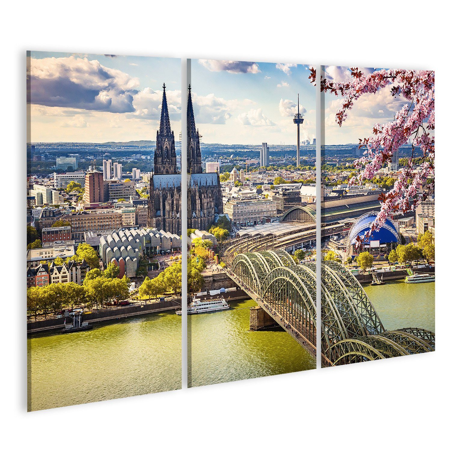 islandburner Leinwandbild Bild auf Leinwand Luftaufnahme Köln Frühling Deutschland Wandbild Post