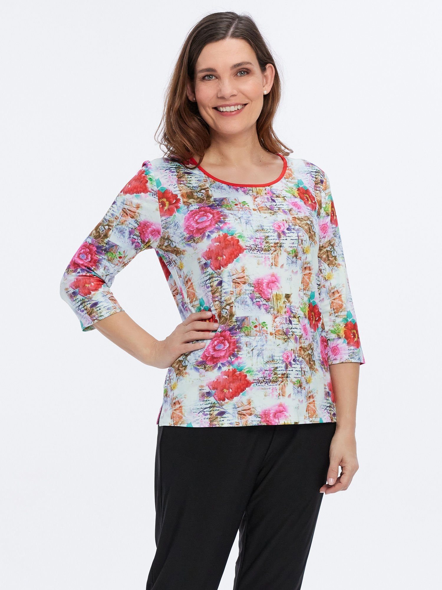 Belli Beaux Print Shirt Sweatshirt Elastisch Im Romantischen Rosendesign