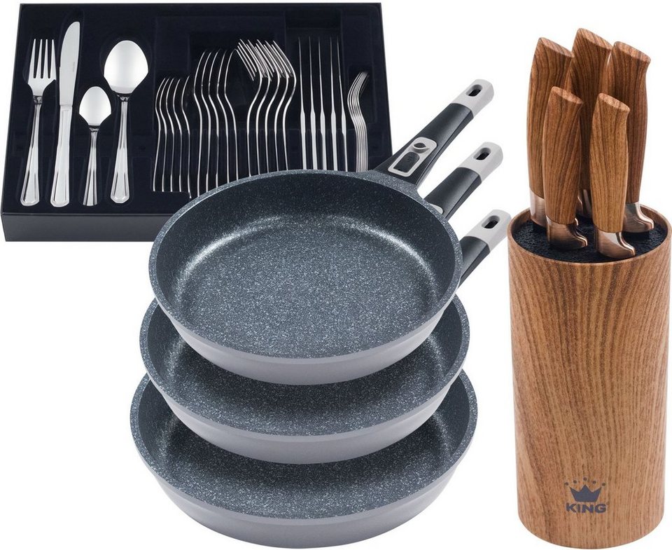 King Pfannen Set Moonscape Aluminiumguss Set 5 Tlg Induktion