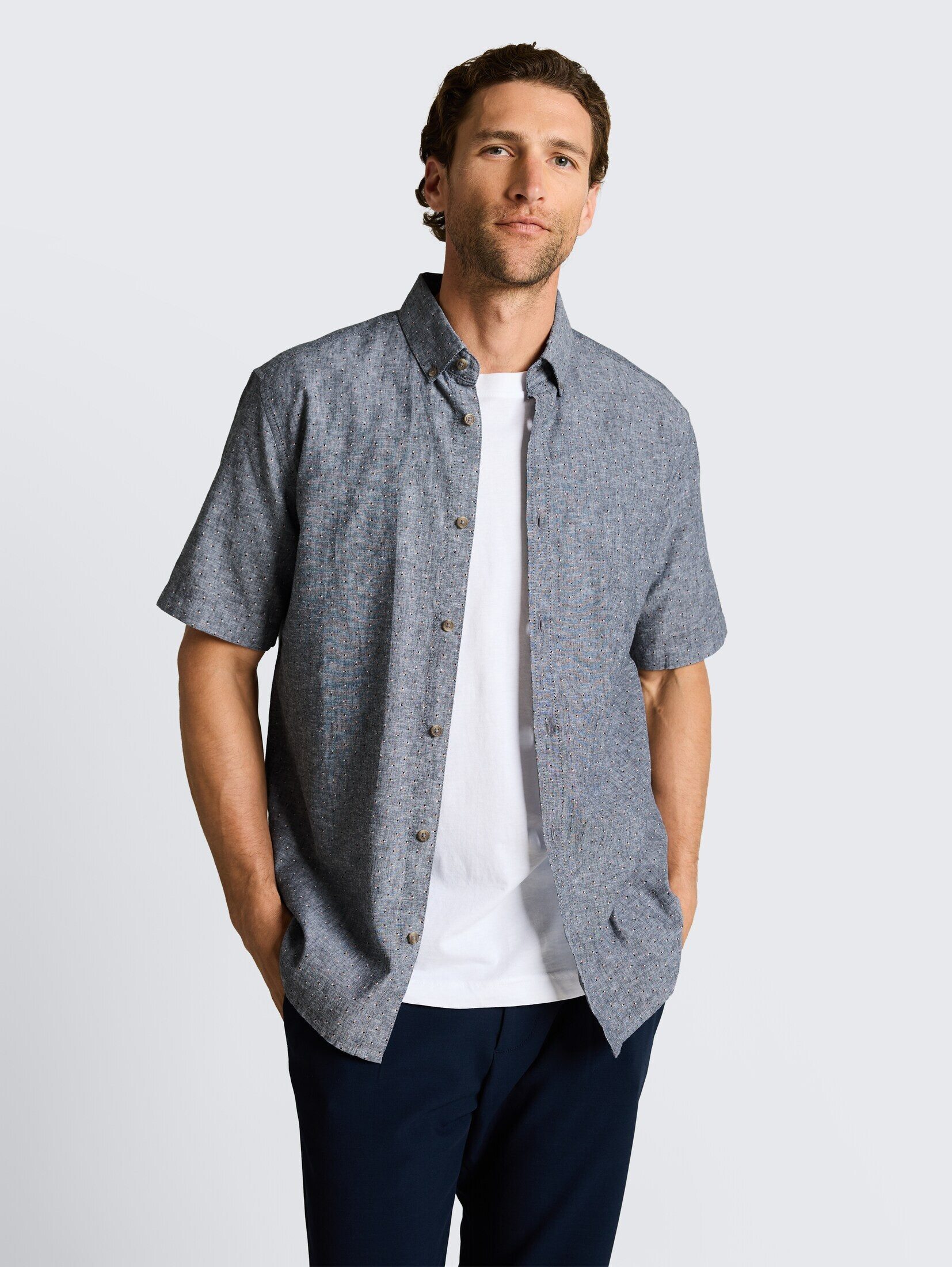 TOM TAILOR Kurzarmhemd Blusen & Shirts Regular Fit Frottee Kurzarmhemd ...