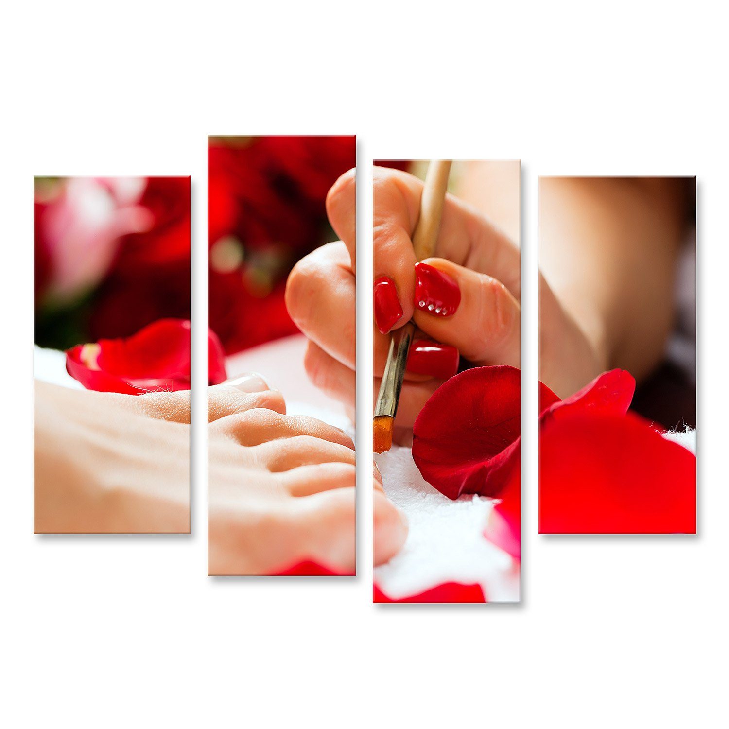 islandburner Leinwandbild »Bild auf Leinwand Frau bei der Pediküre in einem Day Spa Viele Blumen«