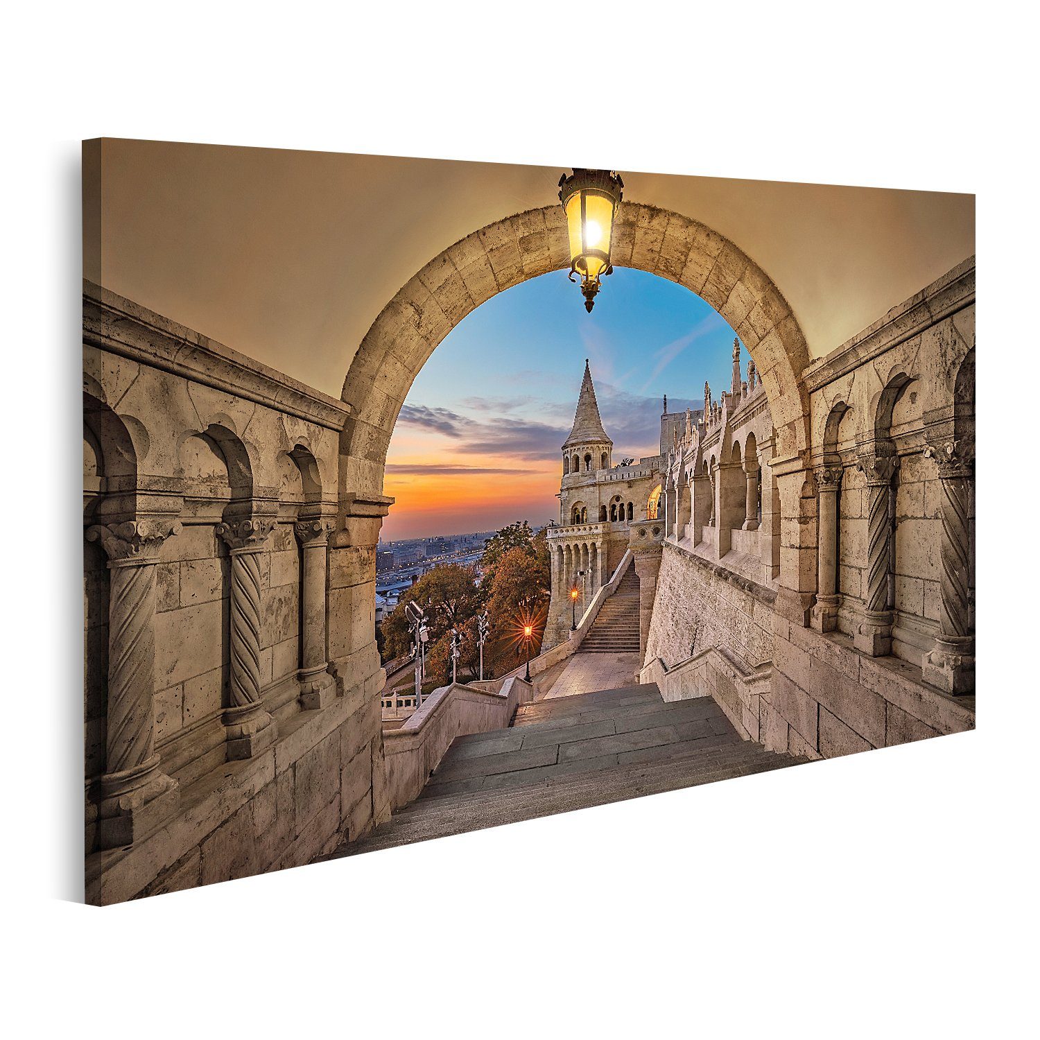 islandburner Leinwandbild Bild auf Leinwand Budapest Ungarn Ansicht Alte Fischerbastei ...