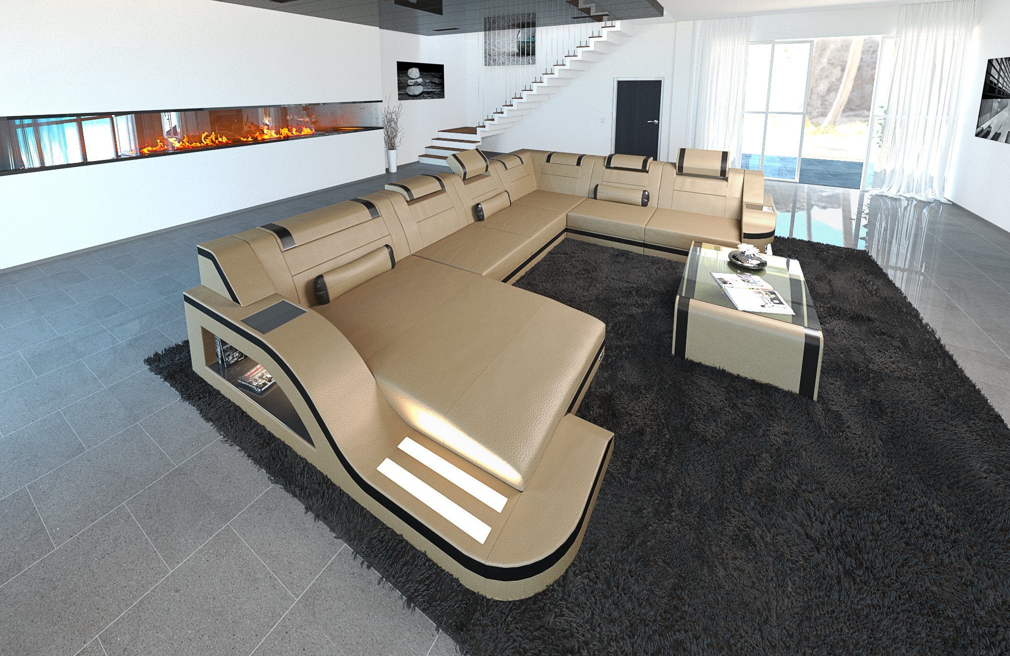 Sofa Dreams Wohnlandschaft Ledercouch Sofa Leder Palermo XXL U Form ...