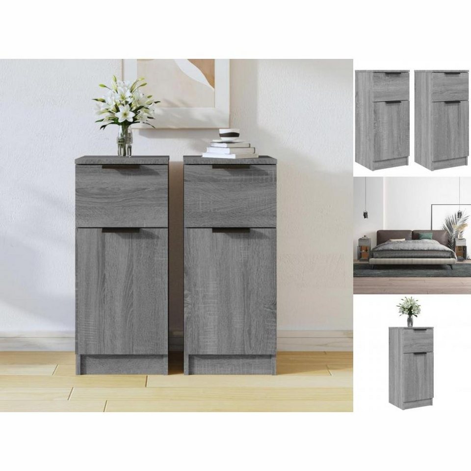 Vidaxl Anrichte Sideboards 2 Stk Grau Sonoma 30x30x70 Cm Holzwerkstoff