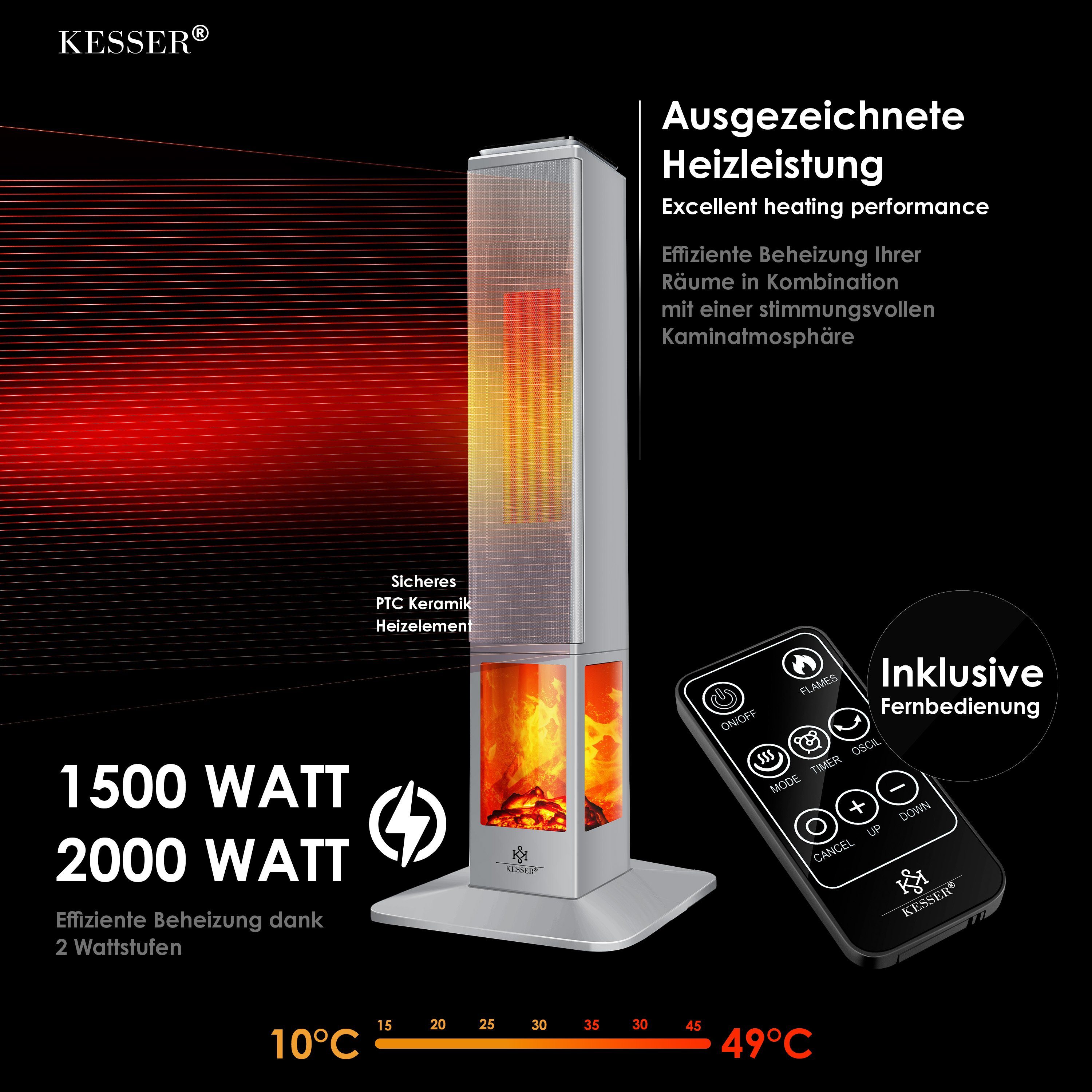 KESSER Heizgerät, Turmheizstrahler Keramik Infrarot Heizstrahler ...