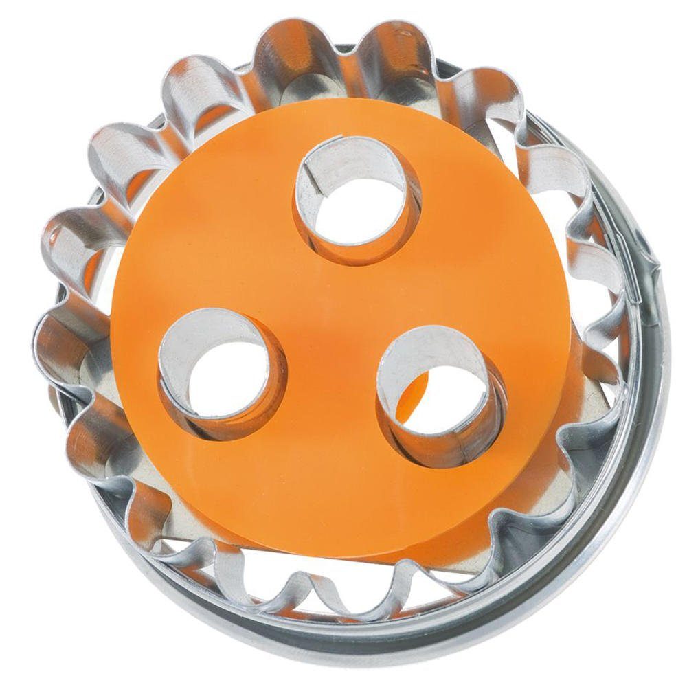 Birkmann Ausstechform Linzer 3 Löcher mit Auswerfer 5 cm, Edelstahl