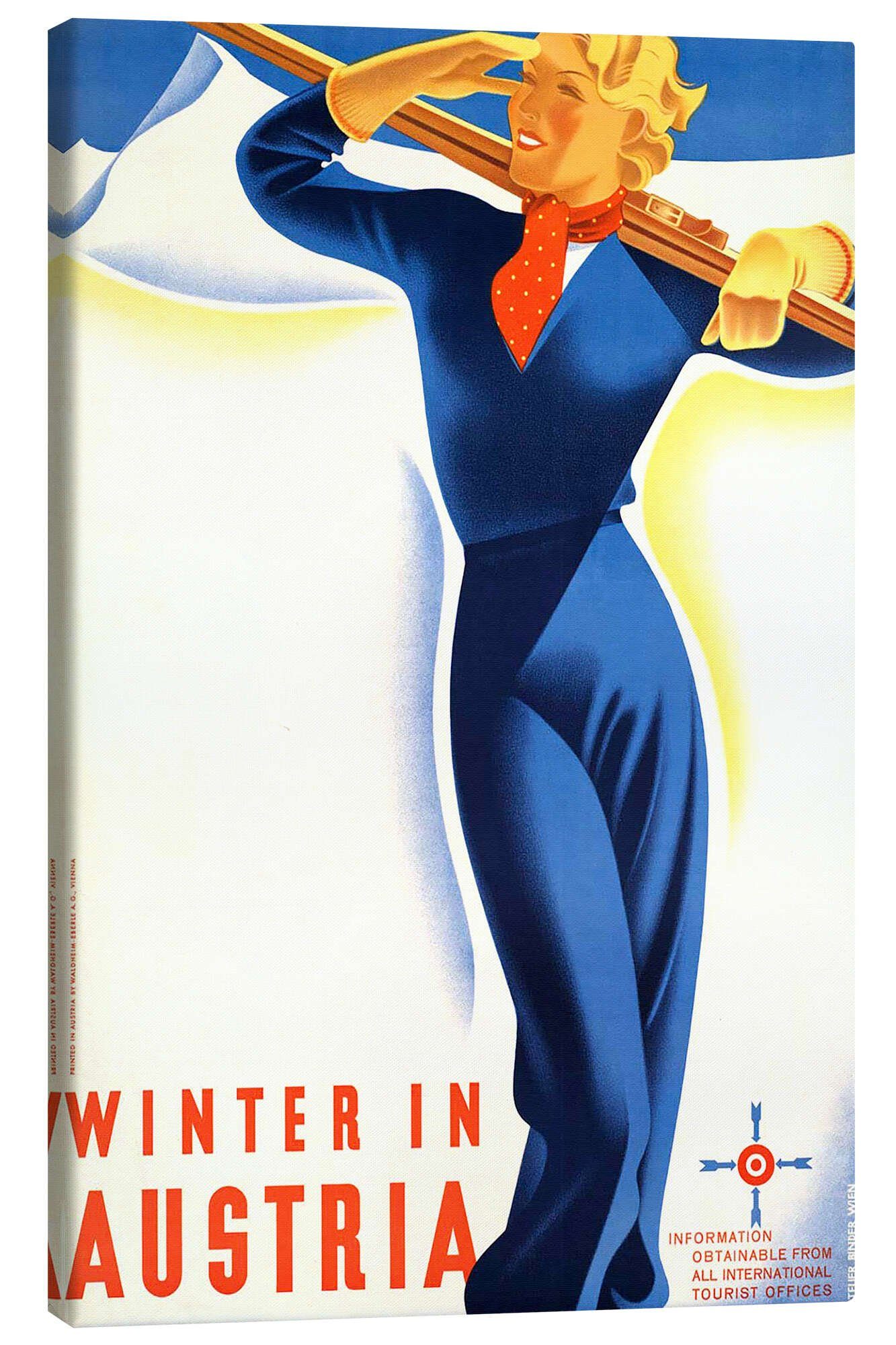 Posterlounge Leinwandbild Vintage Ski Collection Winter In Österreich