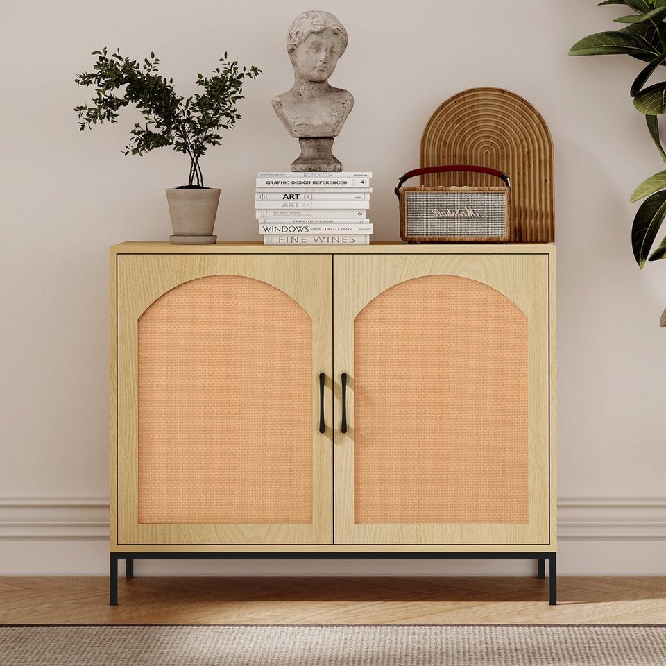Flieks Sideboard 1 St Kommode Mit 2 Rattantüren Anrichte