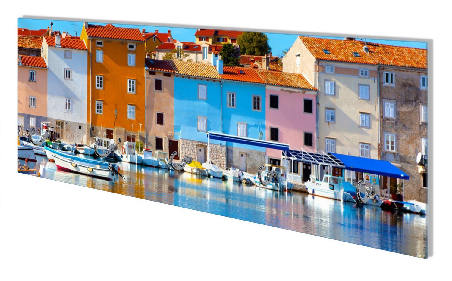 Wallario Wandgarderobe Bunte Häuser Am Hafen 1 Teilig Inkl Haken Und