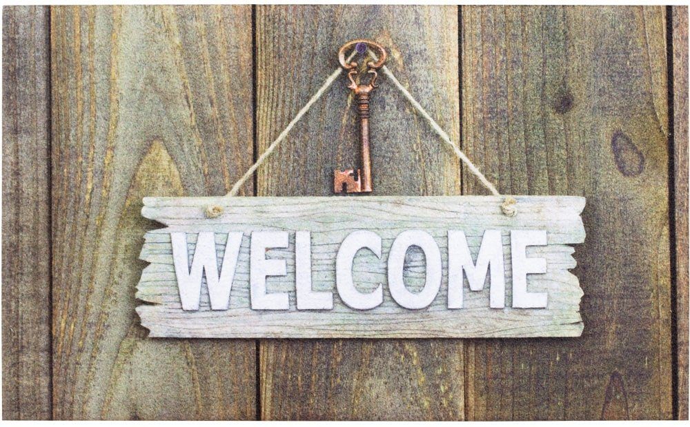 Fußmatte Fussabtreter Welcome Spruch Holz Optik Als Outdoor Gummi Matte