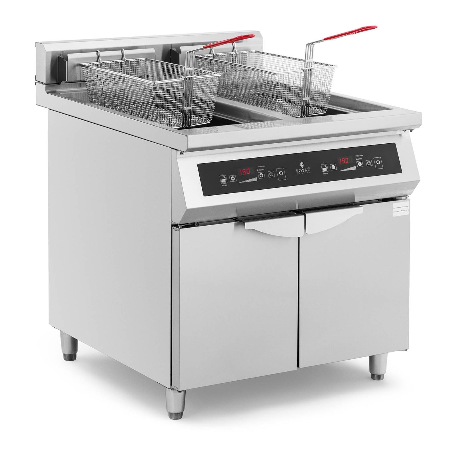 Royal Catering Fritteuse Induktionsfritteuse Doppelfritteuse Gastro
