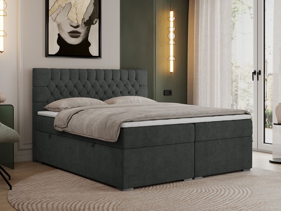 Mks MÖbel Boxspringbett Pera Set Packung H3 Matratze Topper T25