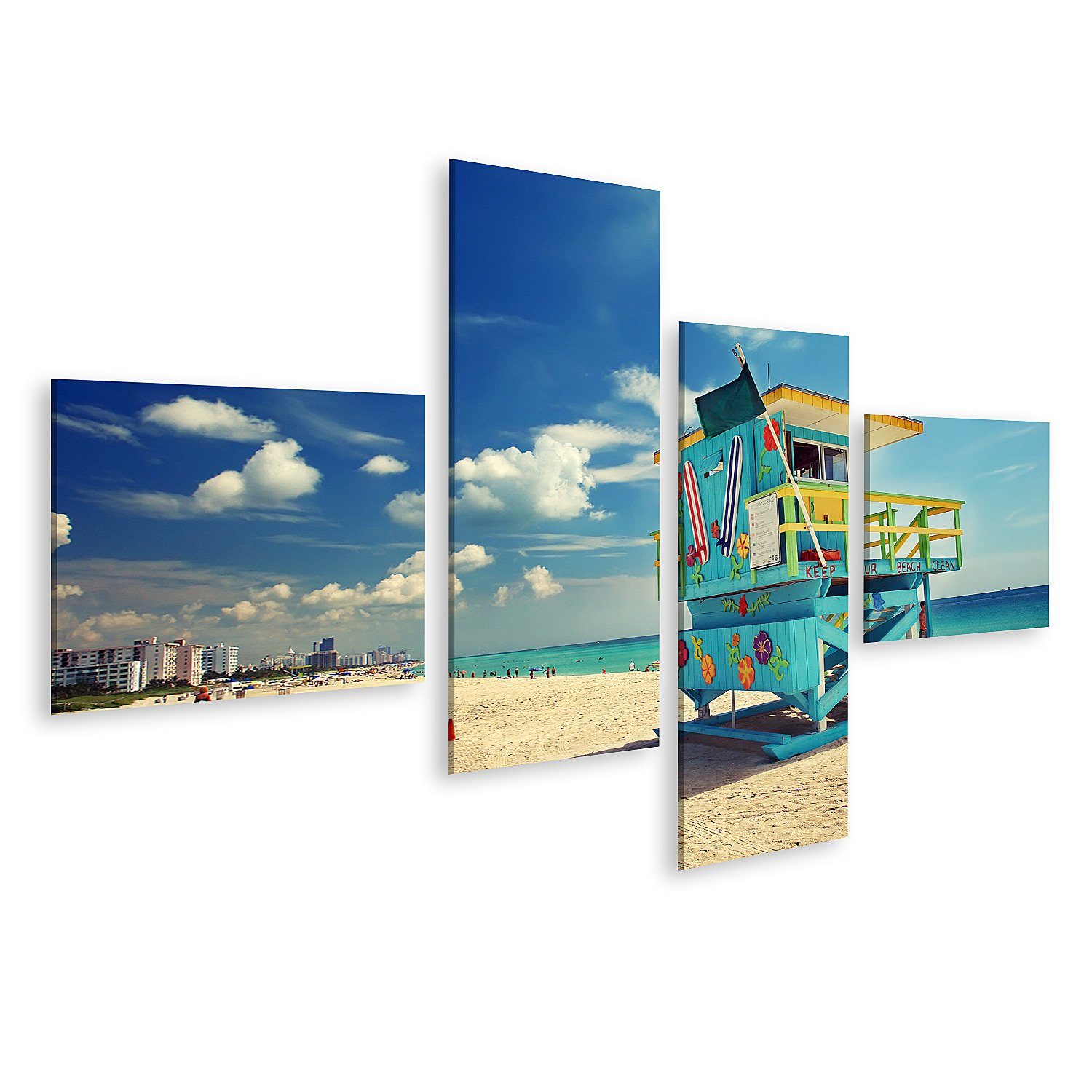 islandburner Leinwandbild »Bild auf Leinwand Südstrand in Miami Florida Wandbild Poster ...