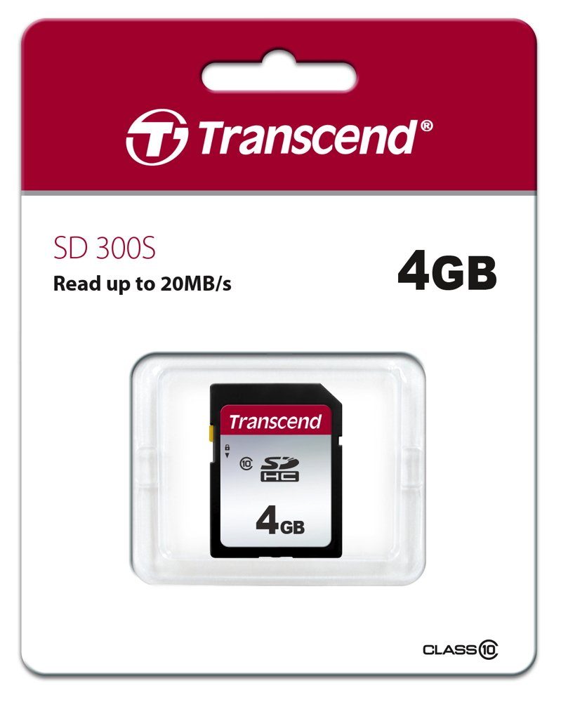 Transcend SDHC 300S 4 GB Speicherkarte (4 GB, Video Speed Class 30 (V30), 20 MB/s ...