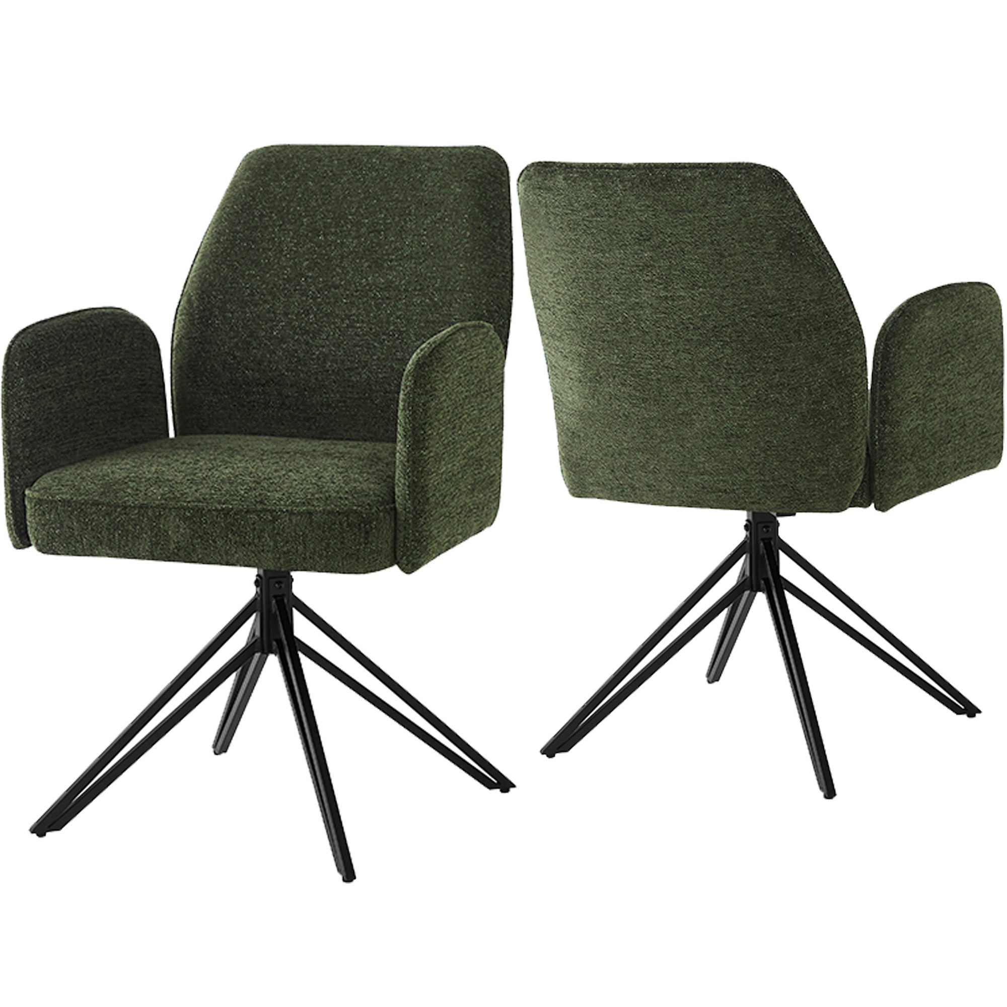 Flieks Esszimmerstuhl 360° drehbar (Set, 2 St), 2er Set Polsterstühle Armlehnstuhl Drehstuhl ...