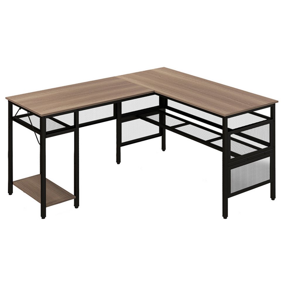 Costway Eckschreibtisch Mit Gitterregalen And Cpu Ständer 140x120x74cm