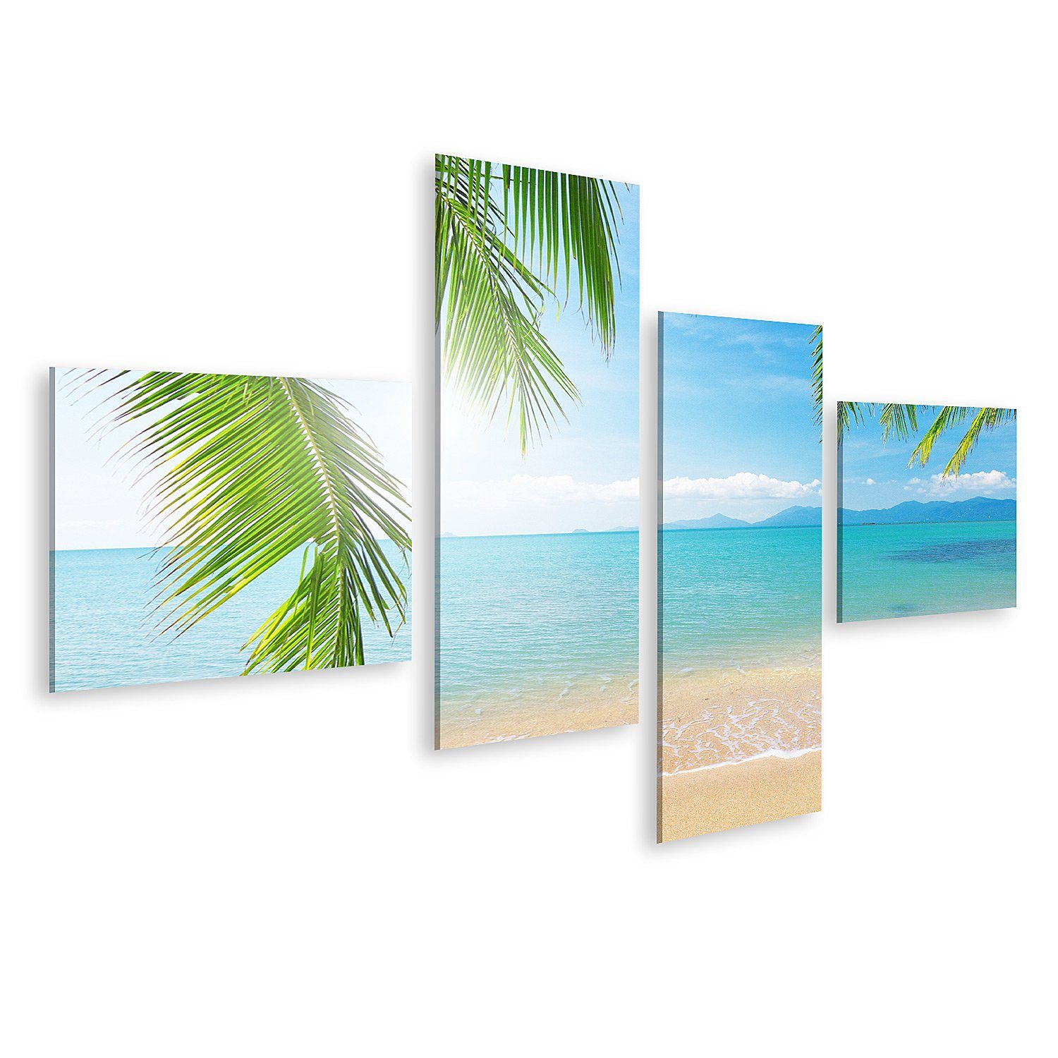 islandburner Leinwandbild Bild auf Leinwand Palme und tropischer Strand Wandbild Poster Kunstdru