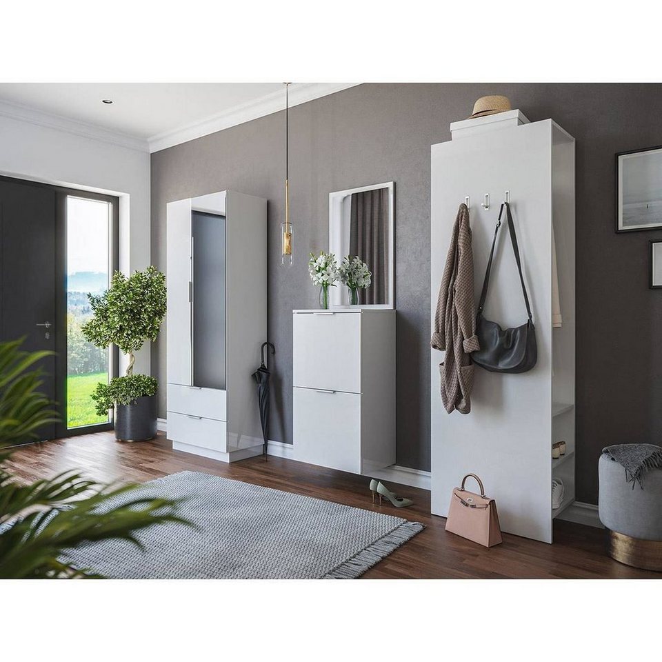 Lomadox Garderoben Set Reno 02 Spar Set 4 St Modernes Weiß
