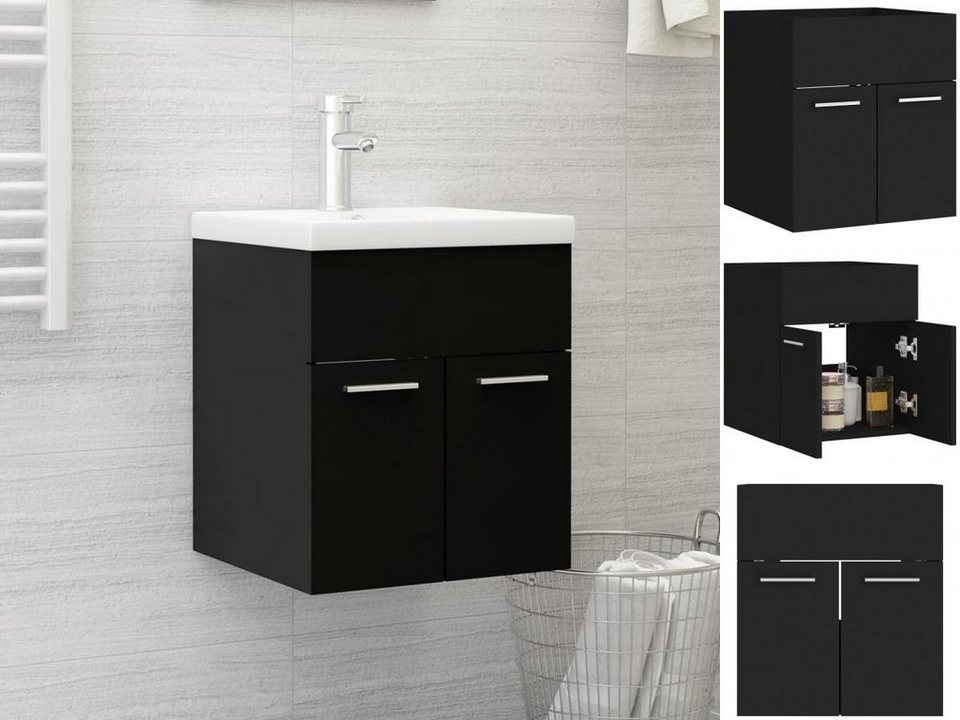 Vidaxl Badezimmer Set Waschbeckenunterschrank Schwarz 41x385x46 Cm
