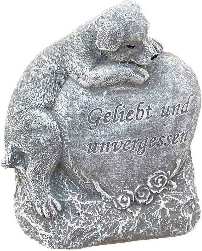 Stone And Style Gartenfigur Steinfigur Grabschmuck Hund Herz Geliebt