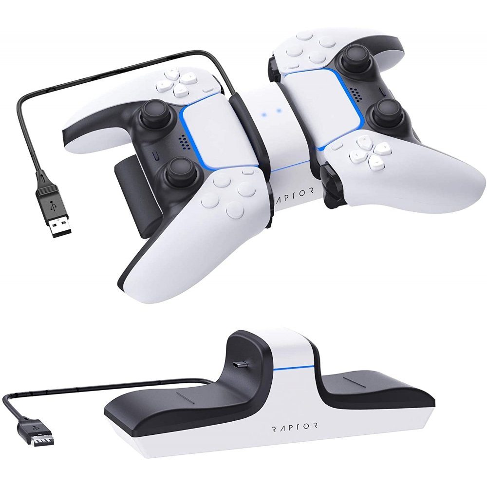 Raptor - Ladestation Playstation 5 für 2 Controller - weiß Controller ...