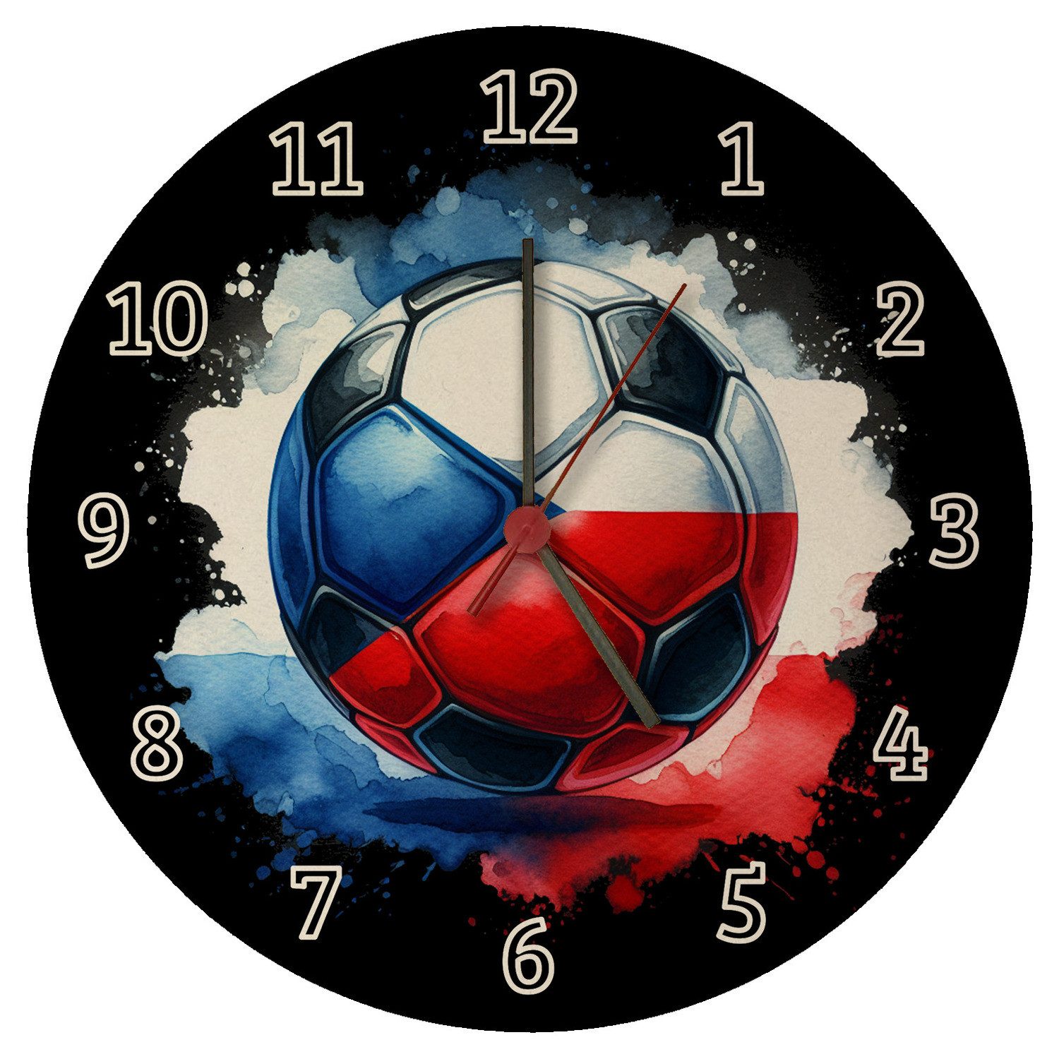 speecheese Wanduhr Fußball Tschechien Flagge Wanduhr aus MDF