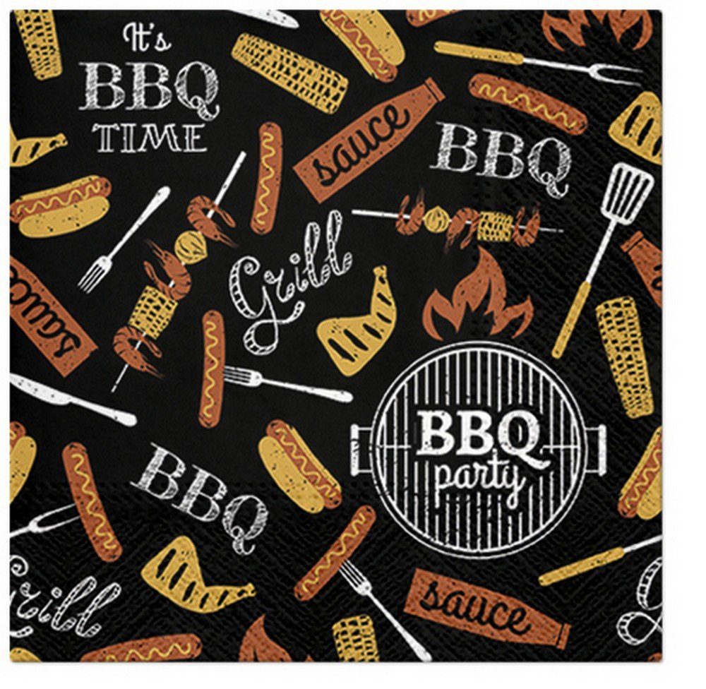 Paw Sp Z Oo Papierserviette 20 Servietten Bbq Party Black 33x33cm