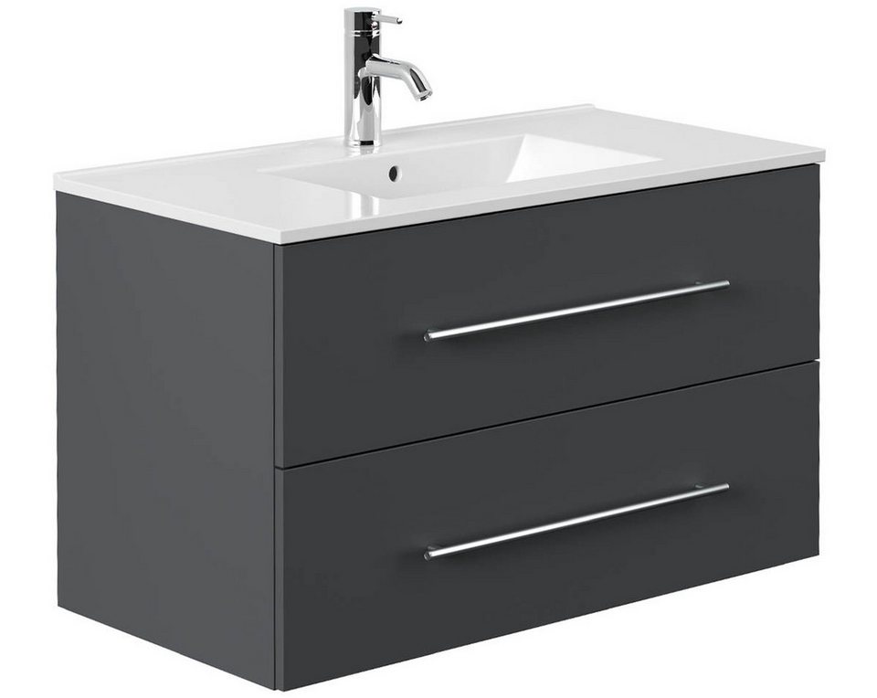 Einfachgutemoebel Waschtisch Set Waschplatz Kuboa 90cm Keramikbecken